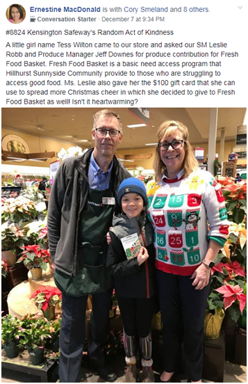 Helping to #feedtheneed with Random Acts of Kindness - Safeway Talks ...